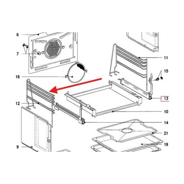 Original left telescopic rail for Miele oven Miele 5005911 - PLROM Service